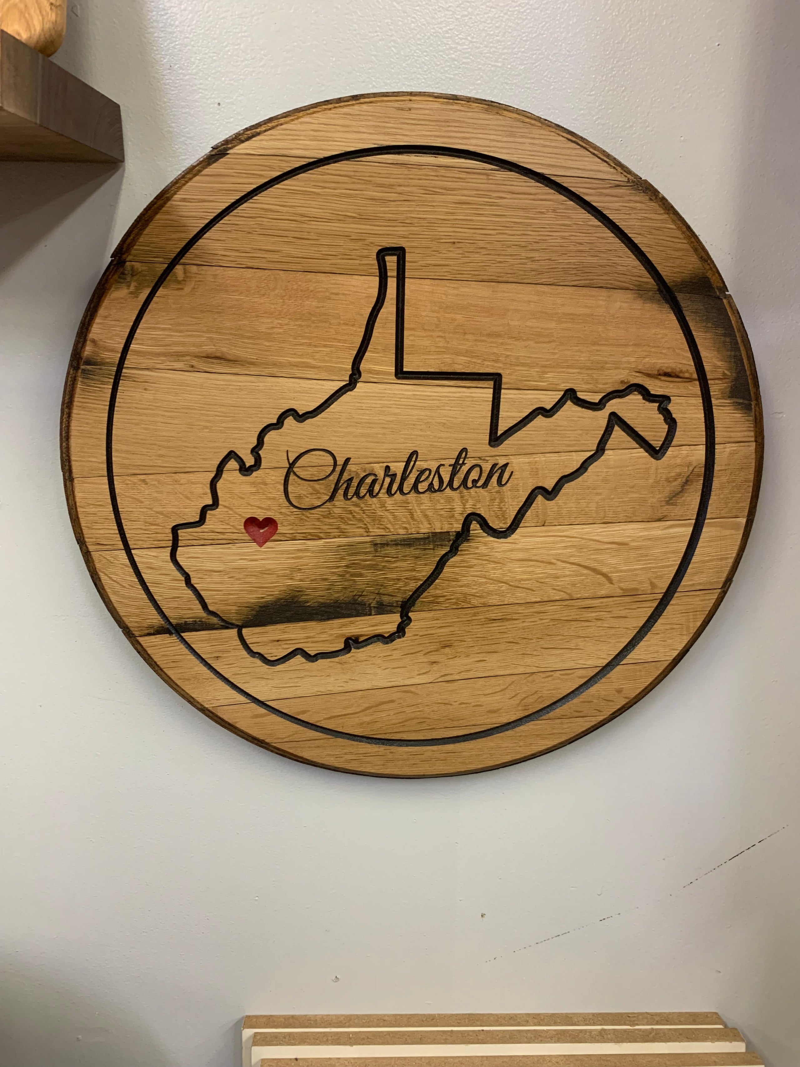Charleston WV Love Barrel Lid | Black Locust Woodshop Ltd. Co.